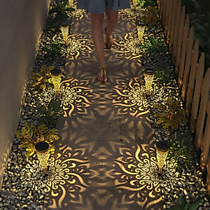 gardencave 6 Pack Solar Lights Outdoor Garden Decorative Solar Garden Lights with Warm Light Waterproof Solar Pathway Landscape Lights for Path Patio Backyard Walkway Yard Garden Decor (Gold, 6Pcs)