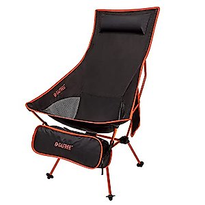 G4Free Lightweight Portable High Back Camp Chair, Folding Chair Lawn Chair Heavy Duty 330lbs with Headrest & Pocket for Outdoor Camp Travel Beach Picnic Gardening Travel Hiking