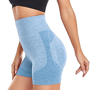 sicoozoe Women's 3 Piece Butt Lifting Shorts High Waist Tummy Control Yoga Shorts Seamless Ruched Booty Workout Shorts