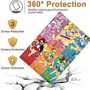 Cute Tablet Case for Samsung Galaxy Tab S7 FE/S8 Plus 2022/S7 Plus Case 12.4 Inch, Anime Cartoon Pattern Design Cases for Women, PU Leather Folio Back Cover Funda for SM-X800 X806 T970 T975, Comics 2