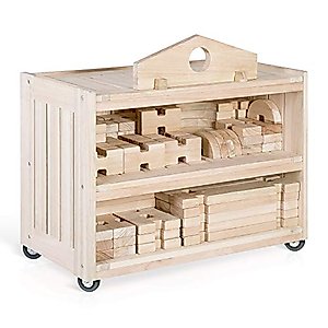 Guidecraft Notch Blocks Storage Cart: Kids Toys, Books Storage & Organizer with Casters, Preschool and Playroom Furniture