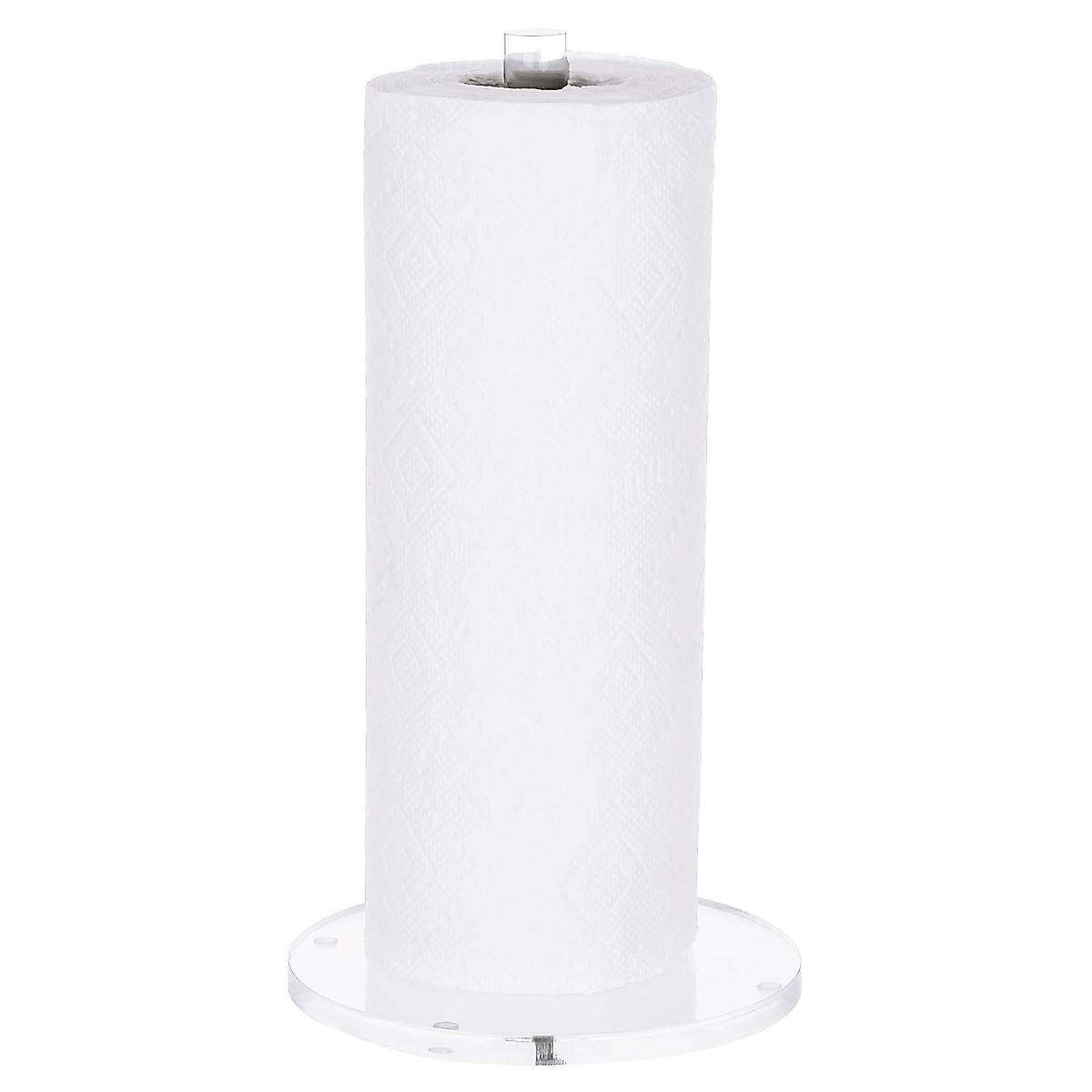 MyGift Clear Acrylic Kitchen Countertop Paper Towel Holder Stand with Round Base, Vertical Design Paper Roll Dispenser