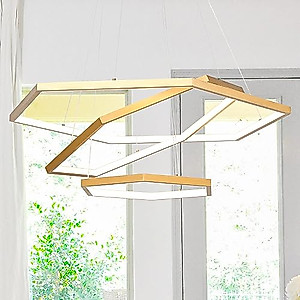 umeiluce 3 Lights Hexagon LED Chandeliers Brushed Gold Finish Chandelier Pendant Light Remote Dimmable Ceiling Hanging Light Fixture for Living Room Bedroom Dining Room