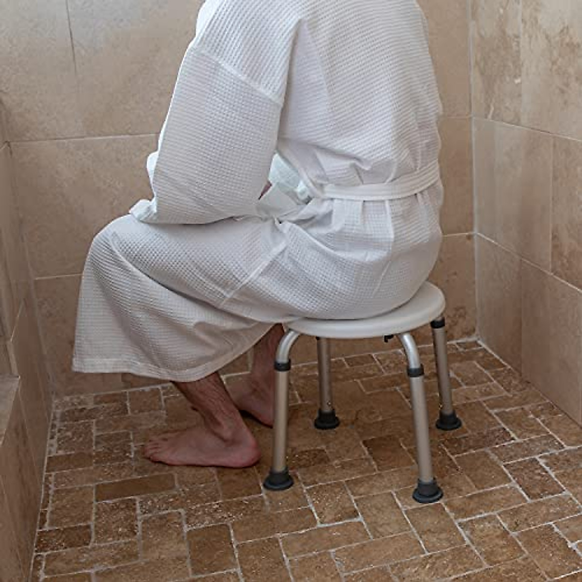 Flash Furniture Hercules Series Aluminum Bath and Shower Chair with Adjustable Seat Height, Anti-Slip Medical Shower Chair, White