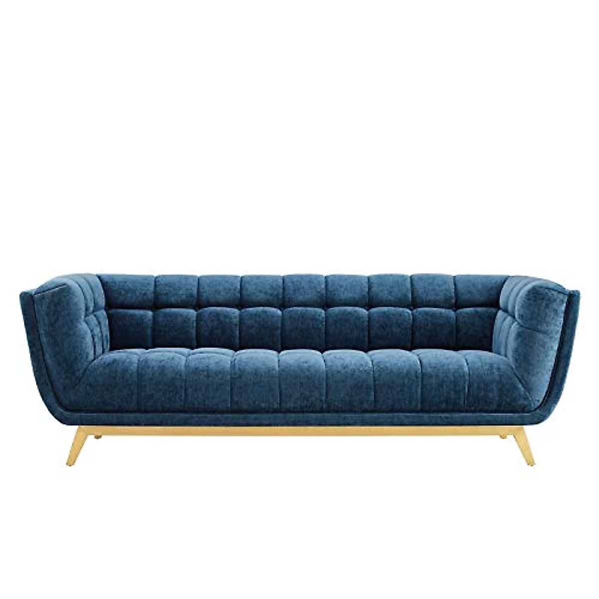 Modway Bestow Tufted Crushed Performance Velvet Sofa in Navy