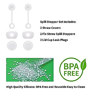 YKIAMGH Spill Stopper for Stanley Cup 40oz 30oz Tumbler with Handle Quencher Accessories, Include Reusable Straw Cover, Leak Stopper and Spill Plug Lid, 6pcs (2.0, Clear)