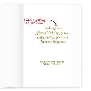 The Gallery Collection, 25 Personalized Christmas Cards with Foil-Lined Envelopes (Christmas Spirit Tree), For Business or Consumer