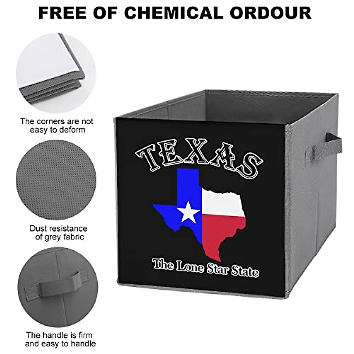 Texas, The Lone Star State Collapsible Storage Bins Basics Folding Fabric Storage Cubes Organizer Boxes with Handles