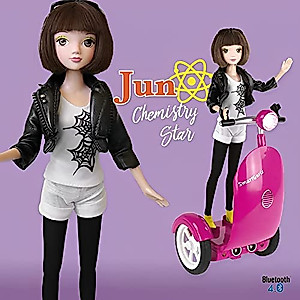 Smartgurlz Jun Doll and Siggy Robot Scooter with Rechargeable USB Battery Unit Coding Toy for Girls, Kids Educational Programmable STEM Learning Programming Robots Doll Toys