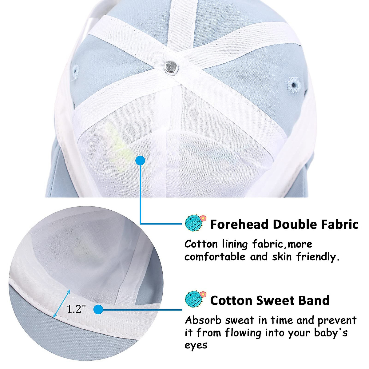 Bamery Toddler Baseball Hat for Boys&Girls Baby Baseball Cap Embroidery Dinosaur Kids Hat for 2-6T (Dinosaur Sky Blue, 2-6T)