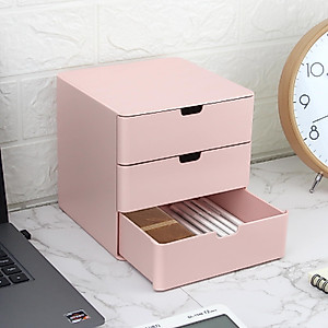 Dalanpa 3-Drawer Vanity Organizer, Compact Storage Organization Drawers Small Size Pink
