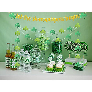 Weimaro Let The Shenanigans Begin Banner, Glittery St. Patrick’s Day Decorations, Indoor Home St Patricks Day Sign, St Patty’s Day Deocrations, Welcome Irish Party Decorations Supplies