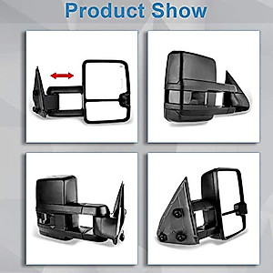 ECCPP Towing Mirrors Replacement fit for 1999-2002 Silverado Sierra Power Heated Smoke Led Signal Pickup Mirrors