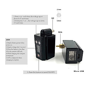 INKSOUL Tattoo Battery Pack Tattoo Power Supply for RCA Rotary Tattoo Pen Machine, Tattoo Supplies and Equipment, Tattoo Machine Battery 1500mAh, Rechargeable USB(Only Match RCA Tattoo Pens) WP1
