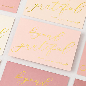 Crisky 50 pcs Rose Gold Beyond Grateful Thank You Cards With 50 Envelopes & 50 Stickers Simple, Chic, Elegant Greeting Cards Perfect for: Wedding/Business/Birthday/Graduation. 4 x 6 inches 50 Pack