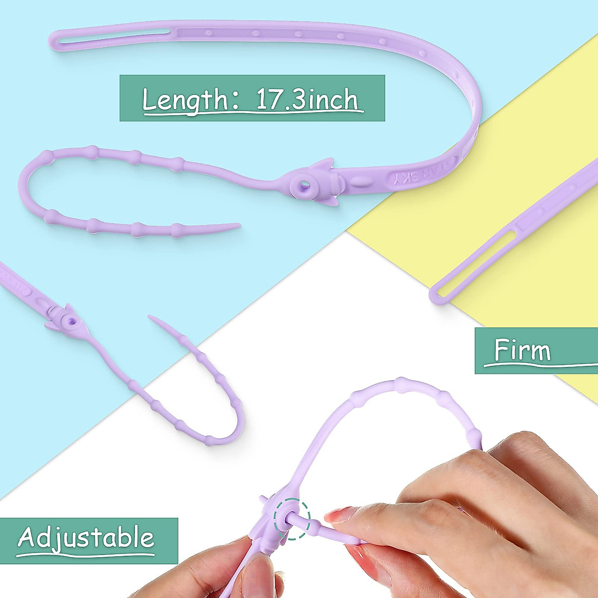 Nuanchu 10 Pcs Toy Straps for Baby, Silicone Set Pacifier Clip, Applies to Car Seat Toy, Teether Toy, High Chair, Stroller Accessories, Baby Toy Clips, Cribs, Rocking Chair