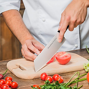 BOAMLONA Meat Cleaver Knife 7 inch Vegetable Knife 9Cr18Mov High Carbon Steel Kitchen Chopping Knife Cutting Knife - All purpose - Ultra Sharp, Thin, Light - Dishwasher Safe - with Gift Box