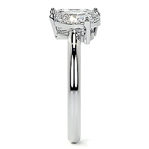 10K Solid White Gold Handmade Engagement Rings 2.0 CT Pear, Emerald Cut Moissanite Diamond Solitaire Wedding/Bridal Ring Set for Women/Her Propose Rings (6)