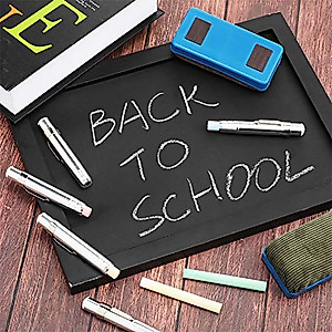 5 Pieces Aluminum Alloy Chalks Holder Silver Adjustable Teacher's Chalk Stick Holder Chalk Clip and 2 Pieces Magnetic Chalkboard Erasers for Office School Children's Painting Writing (No Chalks)