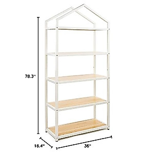 Displays2go 5-Tier Home or Retail Shelving Unit, Wrought Iron Frame, Open Back, Triangle Top Design - Ivory