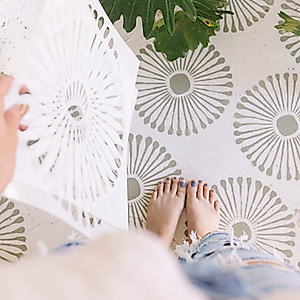 Reusable Tile Stencil 12x12 (2 Pack) | Large Floor Stencils for Painting Floors 12x12 | Wall Stencils for Painting | Concrete Stencils for Patio | Boho Stencil | Paint Stencils for Walls and Floors