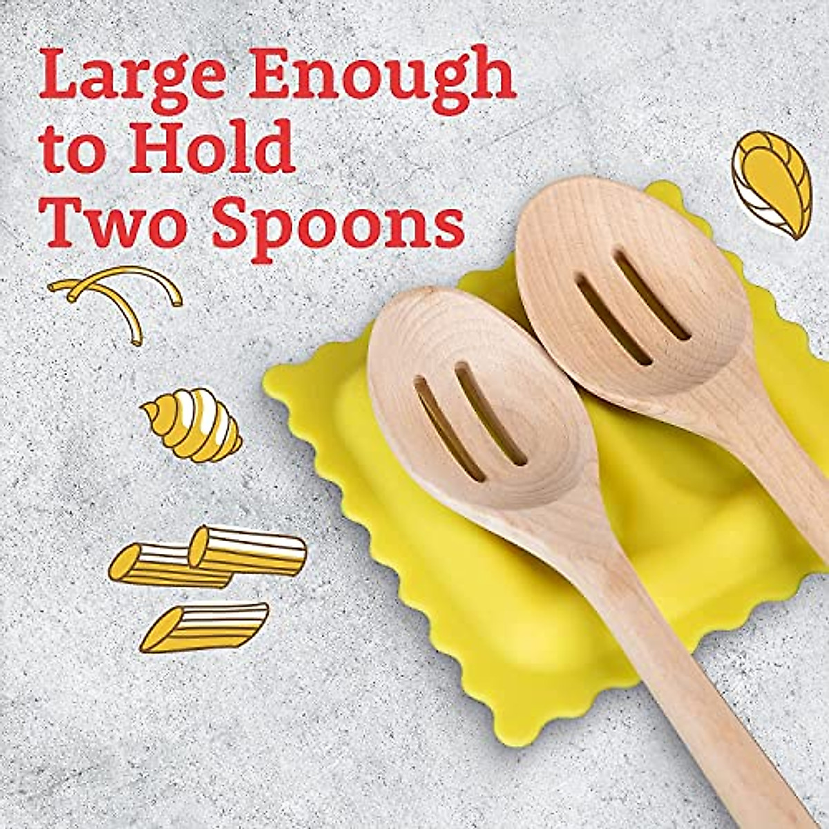 IMPRESA Large Ravioli Spoon Rest-Countertop Kitchen Utensil Holder- Pasta-Shaped Spoon Rest Novelty Gift for up to 2 Cooking Spoons - Eye-Catching Kitchen Tools-Cooking Gadgets to Impress Family-6.5"