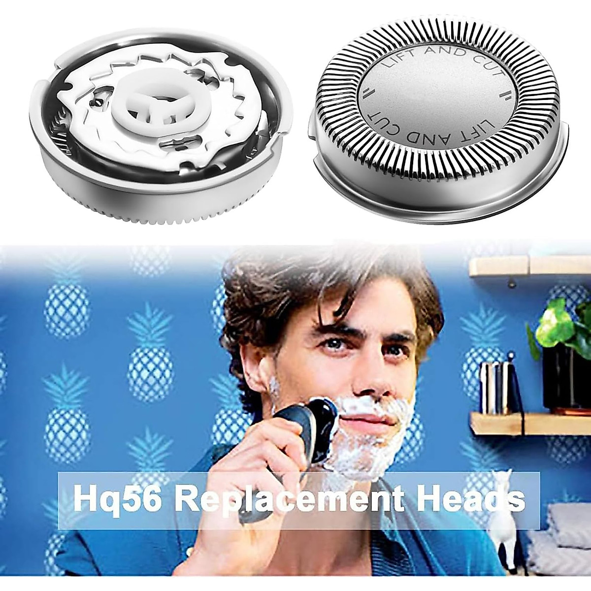 Poweka HQ56 Replacement Shaver Heads Compatible with Philipss Norelcos HQ55 HQ56 HQ3 HQ4 HQ6 Razor Shaving Heads Blade HQ300 HQ442 HQ916 HS190