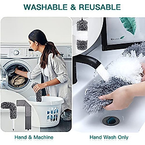 YVYV Microfiber Feather Duster 4PCS - Extendable & Bendable Dusters with Long Extension Pole, Washable Lightweight Dusters for Cleaning Ceiling Fan, High Ceiling, Blinds, Furniture, Cars