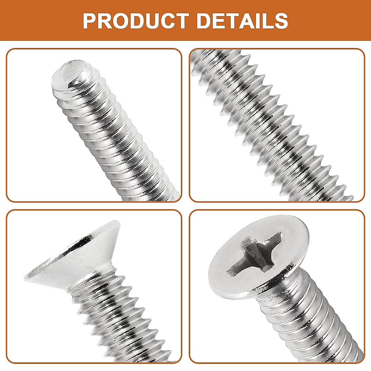 Cionyce 25PC Flat Head Phillips Machine Screws 1/4-20 x 2, 304 Stainless Steel Device Mounting Screws Countersunk Bolt Fastening