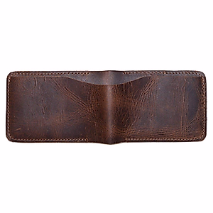 Hide & Drink, Horizontal Bi-Fold Leather Wallet, Holds Up to 8 Cards Plus Flat Bills/Money Organizer/Travel Essentials, Handmade Includes 101 Year Warranty :: Bourbon Brown