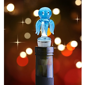 Cheers Octopus Glass Wine Stopper – Elegant Vacuum Seal Reusable Nautical Ocean Life Wine Bottle Stopper – Airtight Leak Proof Bottle Topper Cork Plug, Cute Home Decor & Bar Tool Accessory Gift