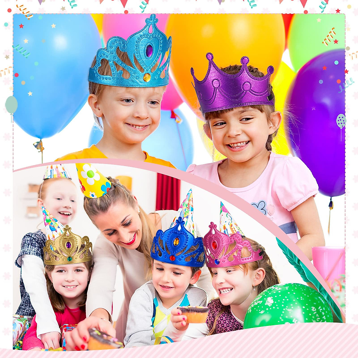 66 Pieces Foam Princess Tiaras DIY Crowns Kids Party Favors Craft Crystal Diamond Sticker Girls Making Your Own Tiara (Multicolor)