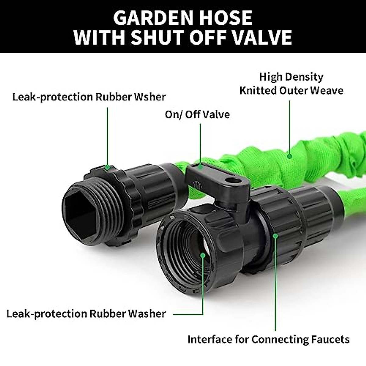 Expandable Garden Hose Water Pipe - 50FT Flexible Water Hose with 7 Function Spray Nozzle, Expandable Hose Pipe Spray Gun, Magic Water Pipe, Green