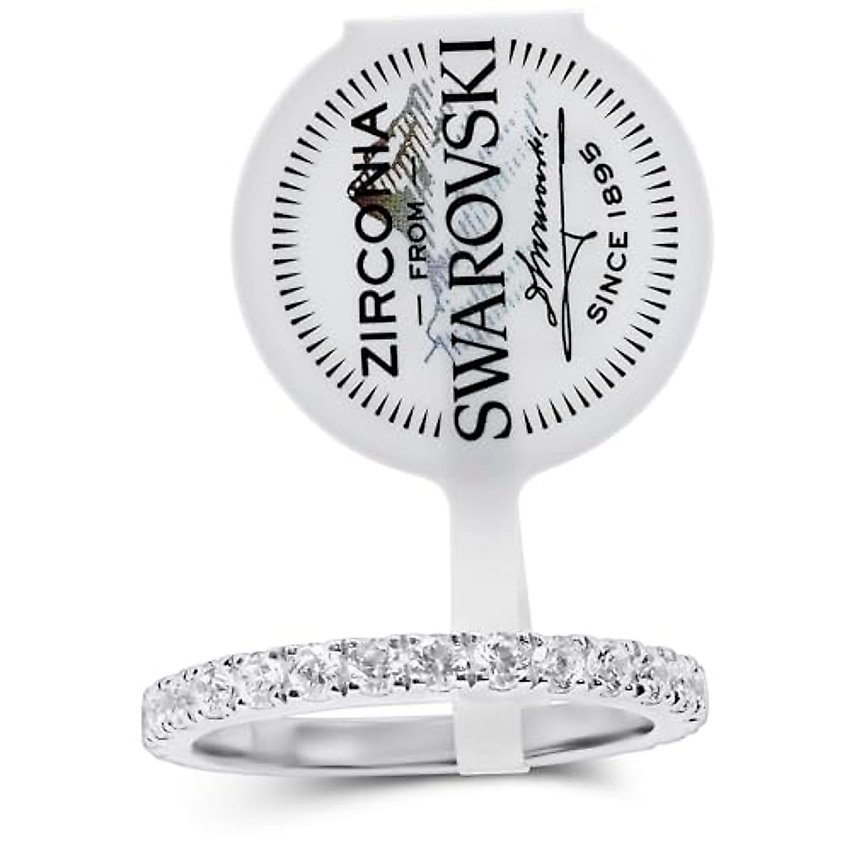 ORO LEONI 925 Sterling Silver Cz Eternity Band Ring - 14k Silver, Yellow And Rose Gold Plated (Silver, 7)