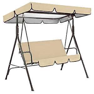 Patio Swing Parts, Swing Canopy Replacement with Seat Cover 2Pcs/Set Waterproof Outdoor Swing Canopy UV Protection Oxford Cloth Porch Swing Canopy Replacement, Beige