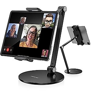 AboveTEK Adjustable Tablet Stand Holder, Long Arm iPad Holder, Flexible and 360 Degrees Rotatable iPad Stand, Compatible with 4.7“- 13.5” Mobile iPhone, iPad, Samsung Tab, Nintendo (Black)