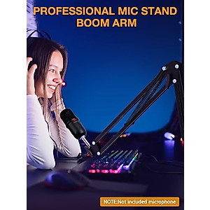 QuadCast Mic Arm Mic Stand, Boom Arm Microphone Arm for HyperX QuadCast SoloCast Blue Yeti Fifine AM8 and most Mic, Mic Stand Desk with Cable Management by SUNMON