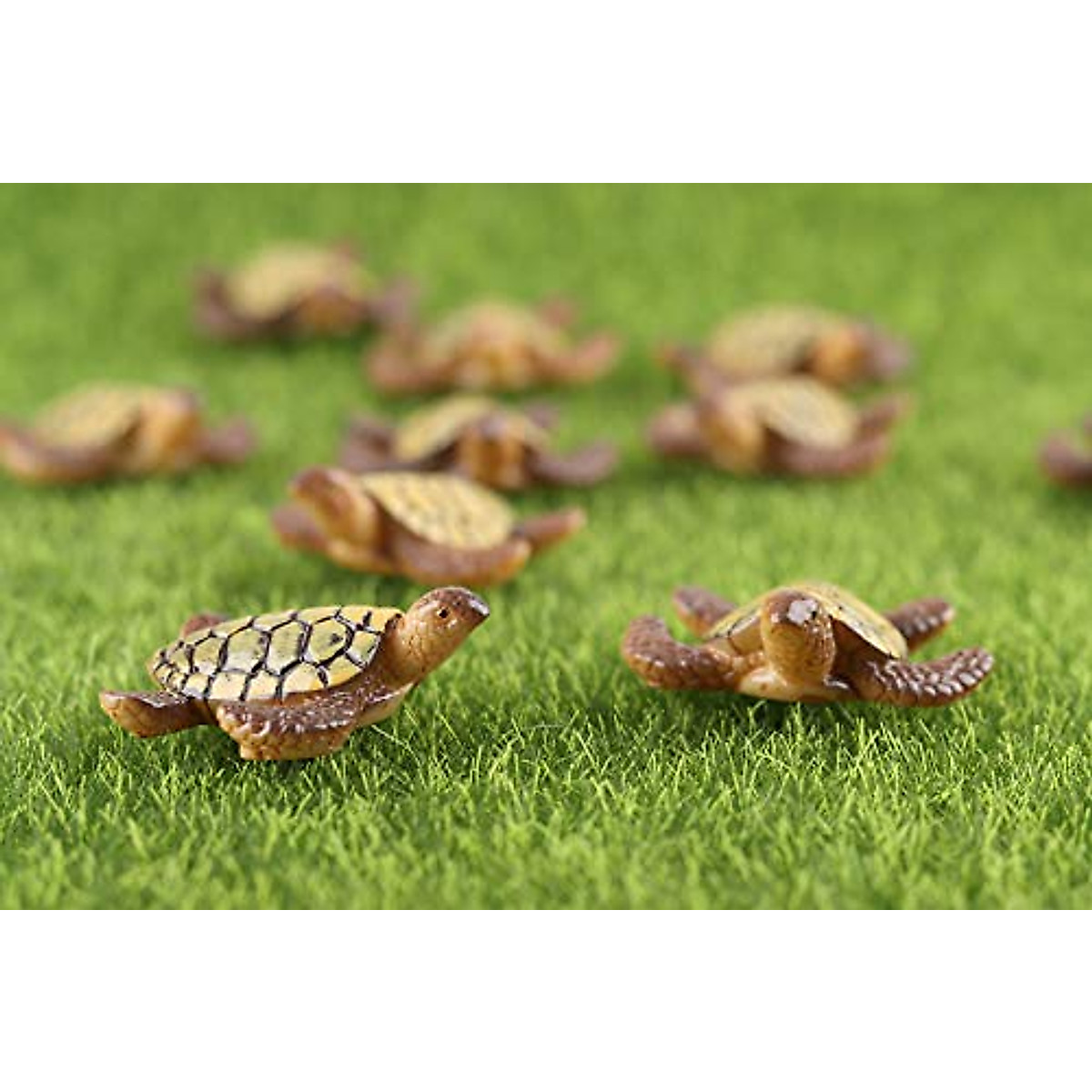 Exasinine 10 Pcs Sea Turtle Miniature Turtle Statue  Resin Figurines Fairy Garden Accessories Cake Toppers Decoration Set for Succulent Planter Moss Landscape DIY Terrarium Home Décor