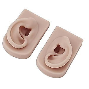 Silicone Ear Model, 1 Pair Simulated Human Skin Versatile Soft Silicone Ear Model for Adults for Salon(Deep Skin Color)