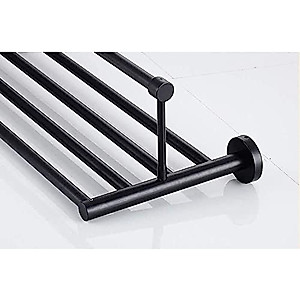 XHALERY Towel Rack European Black Long 304 Stainless Steel Double Towel Shelf Oil Rubbed Bronze Bath Towel Holder Shelf Wall Mounted Towel Rail Hotel Hardware Bathroom Accessories(Size:60c