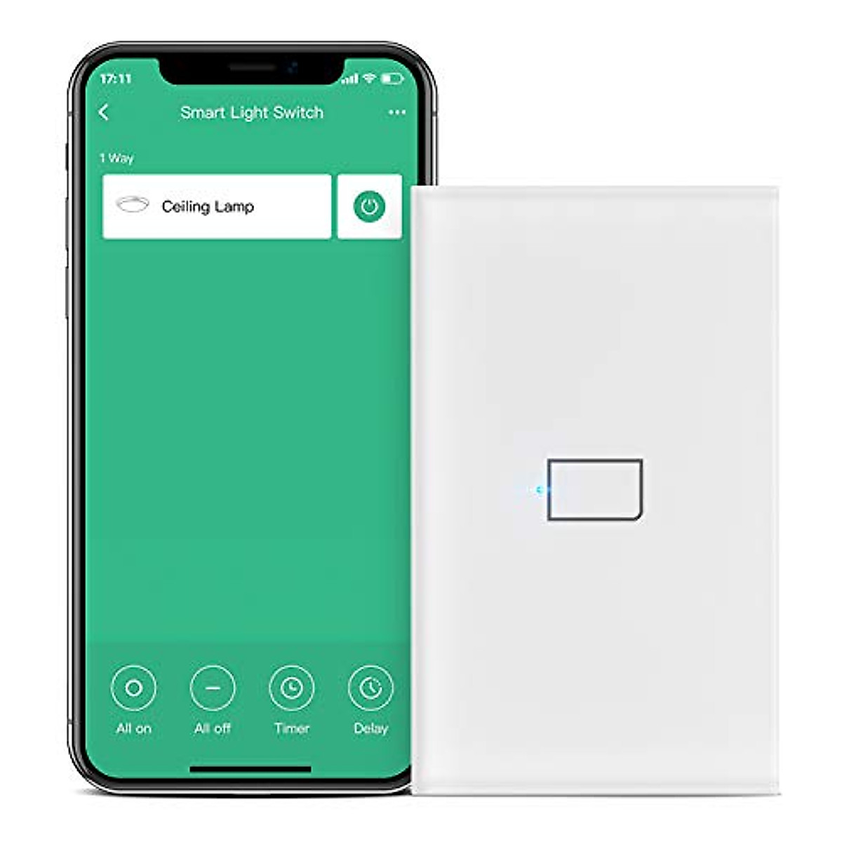 BroadLink Smart Light Switch, No Neutral Wire Required, Single Pole with App and Voice Control, 1 Gang Touch Timer Switch, Compatible with Alexa, Google Assistant, IFTTT, Siri Shortcuts, Hub Required