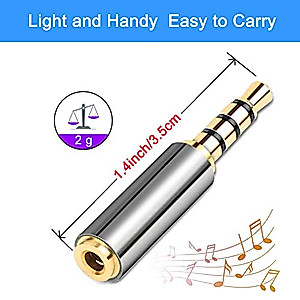 4 Pack 3.5mm Male to 2.5mm Female Audio Headphone Adapter, Gold Plated Jack Stereo Audio Converter Metal Shell for Headset, Audio Earphone, Microphone