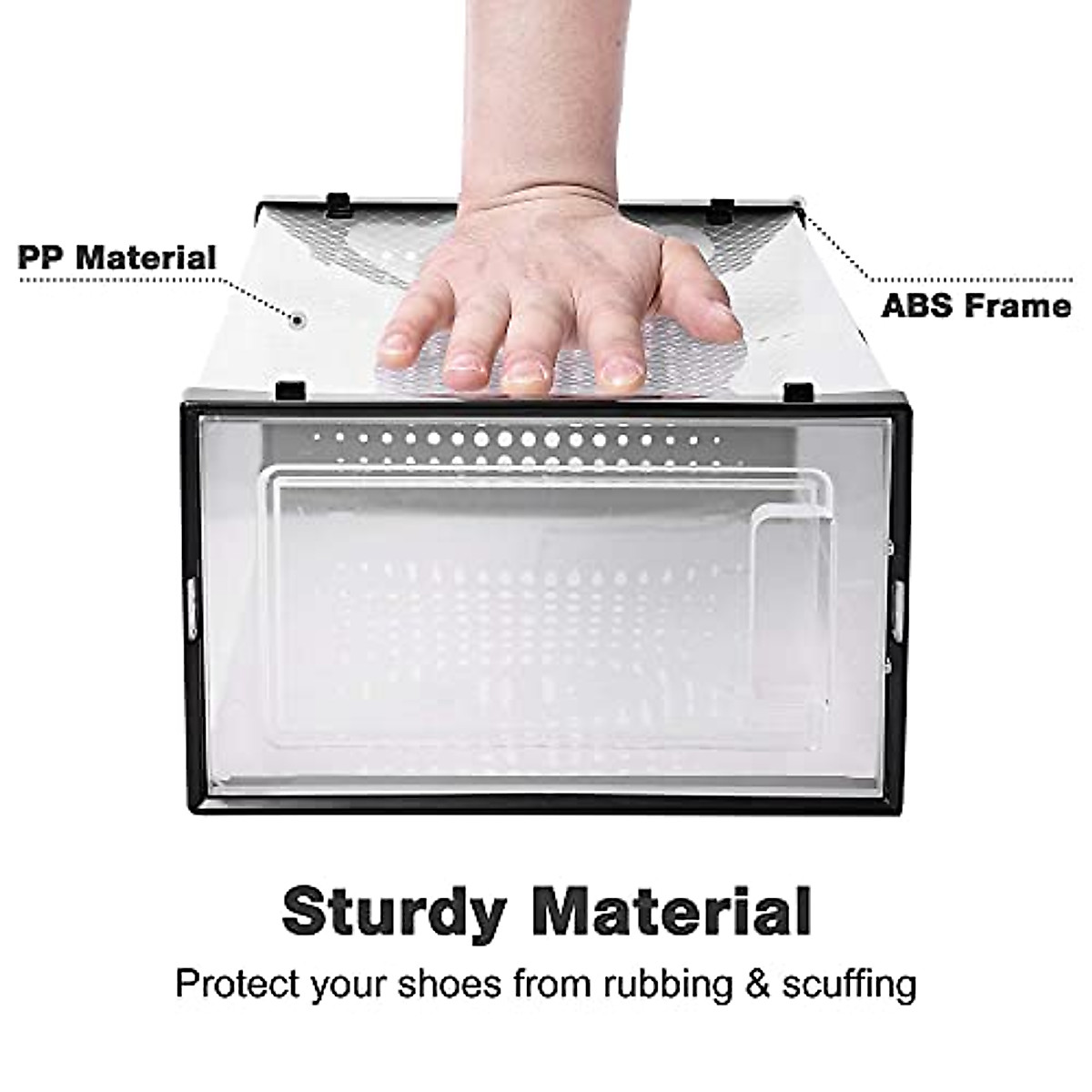 Yescom 18 Pack Shoe Storage Box Clear Shoe Organizer Bins for Closets Stackable Sneaker Container Foldable Home Closet Apartment Use Small Size Black