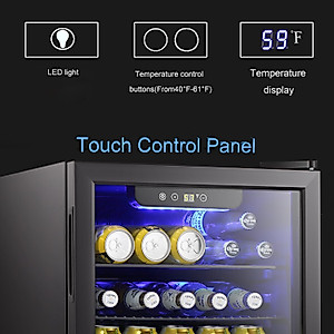 Antarctic Star Beverage Refrigerator Cooler-85 Can Mini Fridge Glass Door for Soda Beer Wine Stainless Steel Glass Door Small Drink Dispenser Digital Display for Home, Office Bar,2.4cu.ft