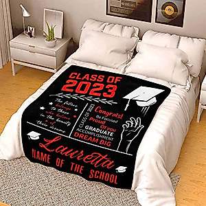 YFgohighhh Customized Throw Blanket Cozy Fleece Graduation Blanket, Black 4 for Family and Friends on Christmas Wedding, Valentines-60 x80