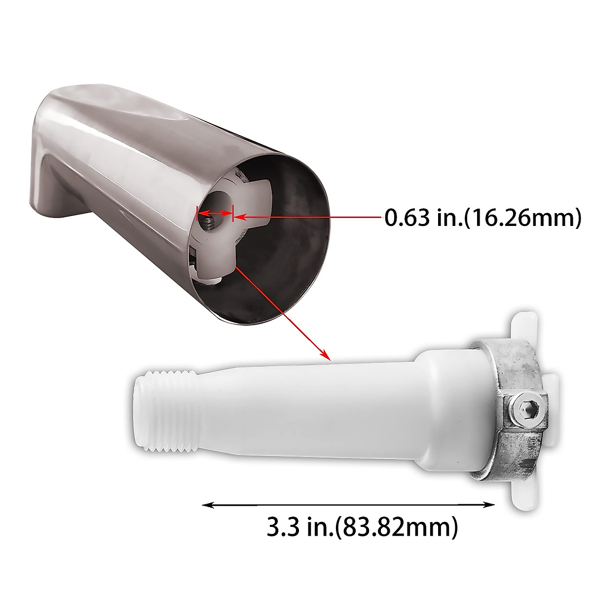 SENTO Slip On Gold Universal Heavy Durable Metal Bathroom Tub Spout Without Diverter, Heavy Duty Metal Bathtub Faucet Without Shower Diverter - 7 Inches 1/2" Copper Pipe, Satin Nickel