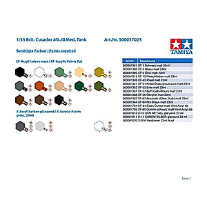 TAMIYA 37025 37025-1:35 British Cusader Mk.III Med Tank, Faithful Replica, Plastic Construction, Crafts, Model Kit, Assembly, Unpainted