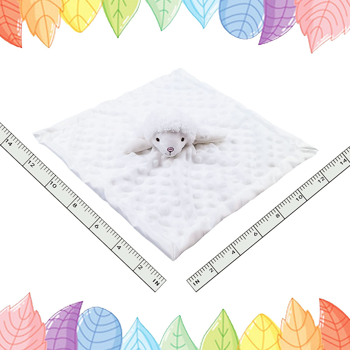 Doindute Baby White Lamb Soft Stuffed Animal Security Blanket, Plush Sheep Character Lovey Blanket, Baby Shower/Nursery Gift, Newborn Infant Toddler Snuggle Blankie for Boys Girls, 13 Inches