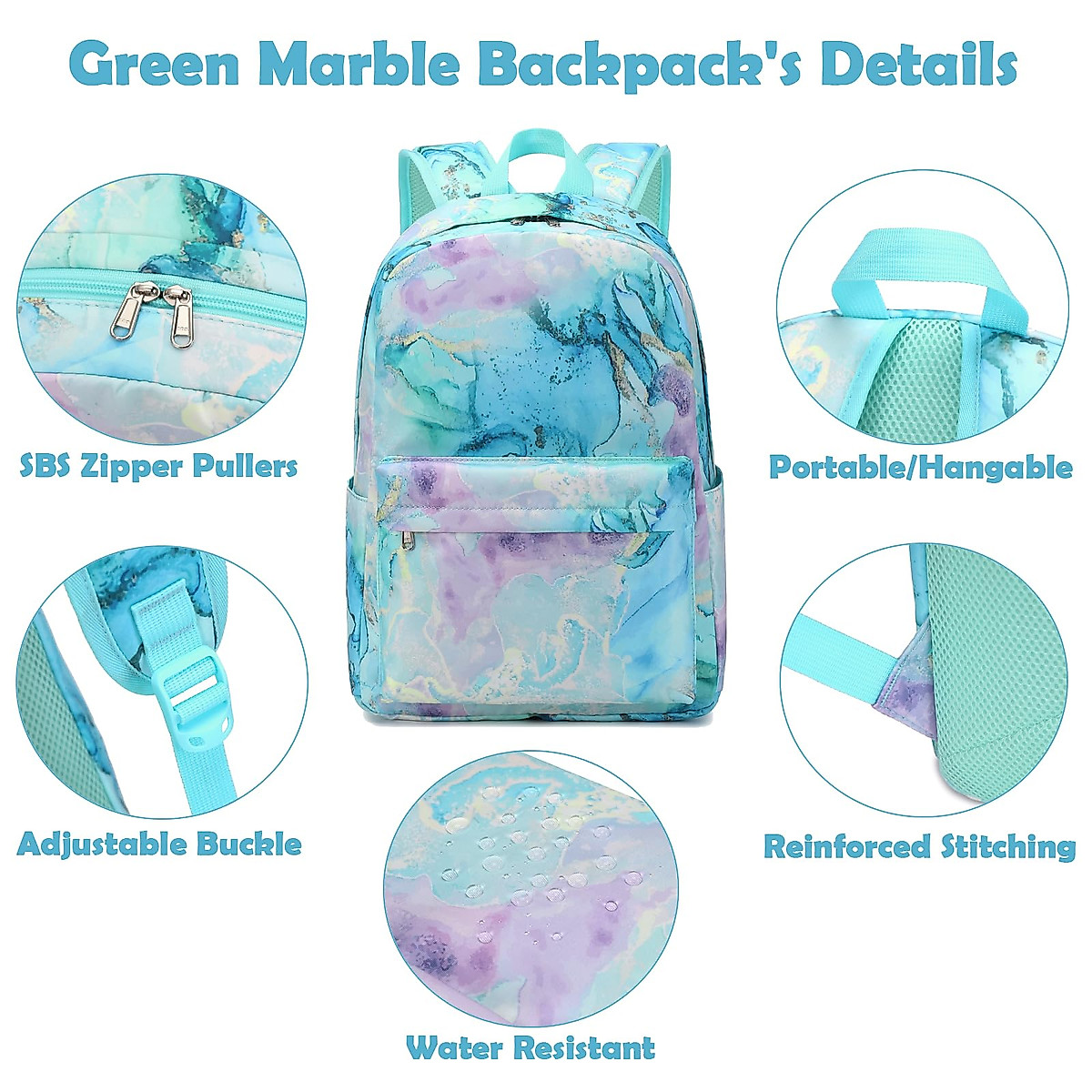 Girls Bookbag with Lunch Box for School, 3PCS Backpack for Girls with Lunch Bag & Pencil Case, Large Capacity Kids Schoolbag for Preschool Kindergarten Elementary