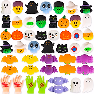 MGparty 48pcs Halloween Squishies Toys for Kids Halloween Party Favors Halloween Goodie Bag Fillers Prizes Halloween Decorations Stress Relief Favor Toys for Kids